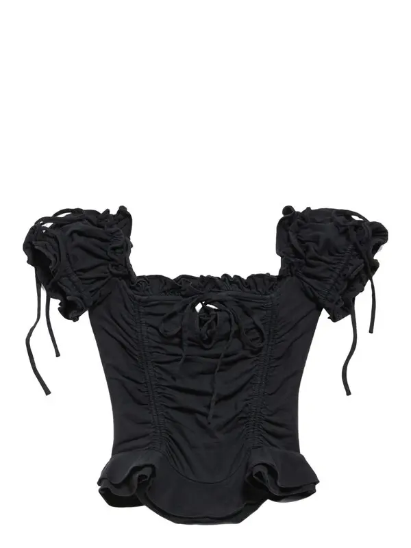 Balenciaga Off-the-shoulder Drawstring Top - Black
