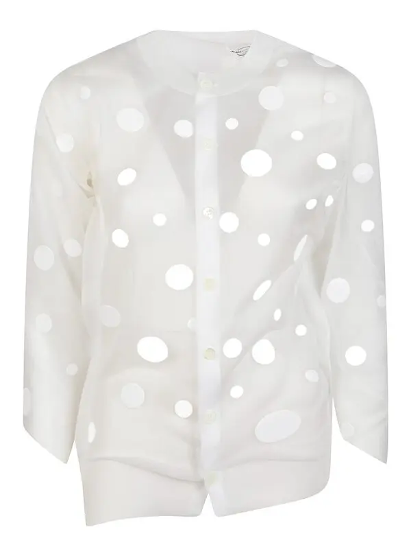 Junya Watanabe Long-sleeved Knitwear With Polka Dot Pattern - White