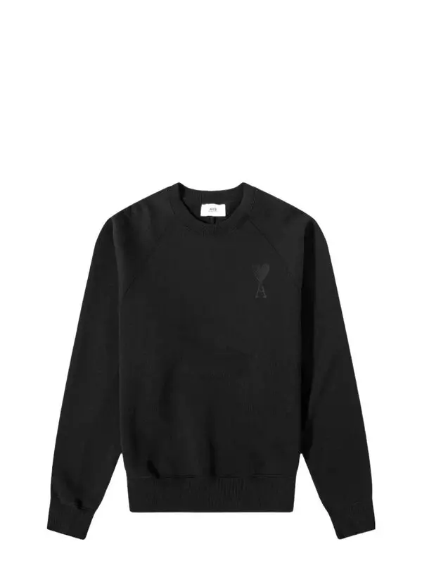 Ami Logo Embroidered Crewneck Sweatshirt - Black