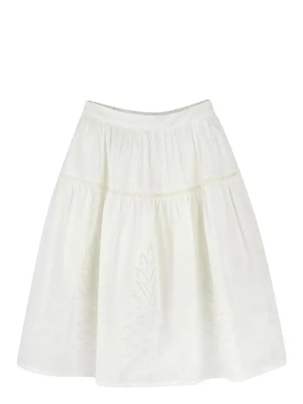 Chloé Elastic Waist Skirt With Trapeze Lace Detailing - Ivory