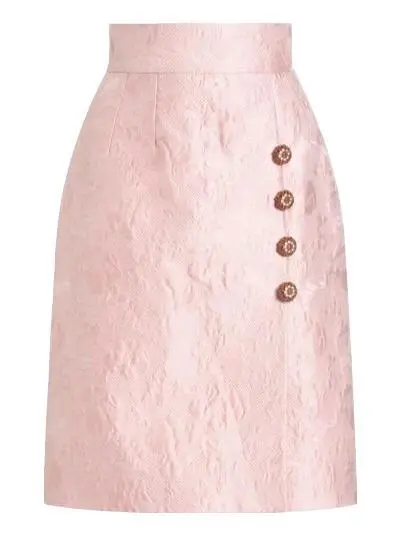 Dolce & Gabbana Jacquard Button-embellished Skirt - Pink