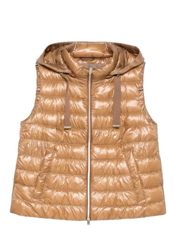 Herno Drawstring Collar Waistcoat - Light Brown