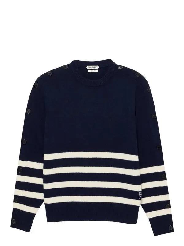 J.W.ANDERSON Jw Anderson Stripe Detailed Crewneck Jumper - Navy Blue