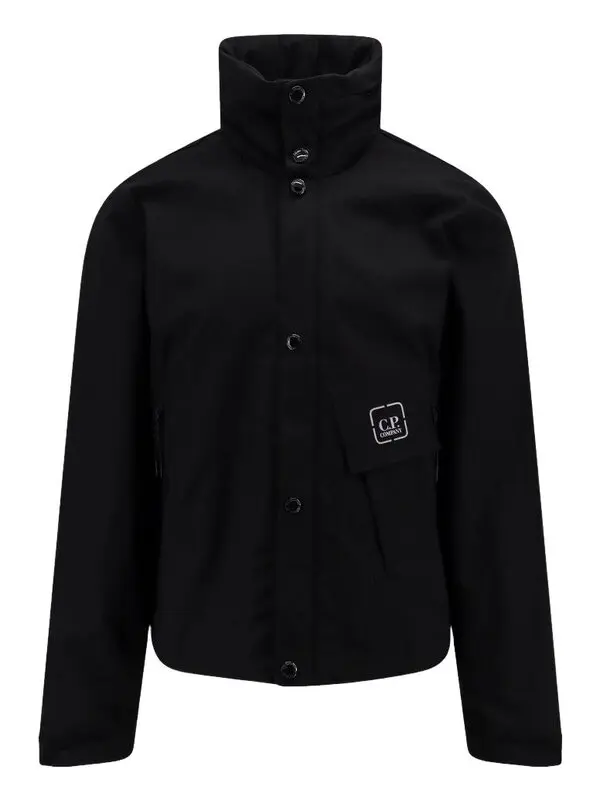 C.P. COMPANY High-neck Logo Print Jacket - Black