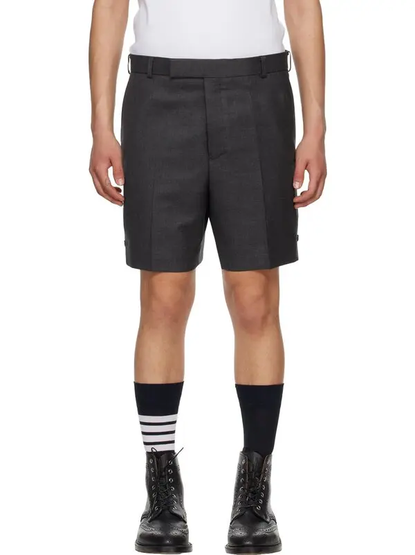 Thom Browne Tailored Cut Shorts With Button Detailing - Dark Gray