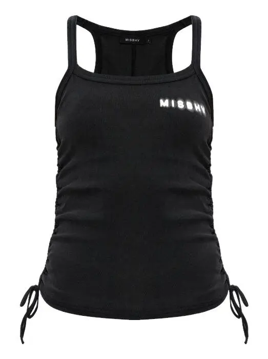 MISBHV Sleeveless Drawstring Top With Contrasting Logo - Black