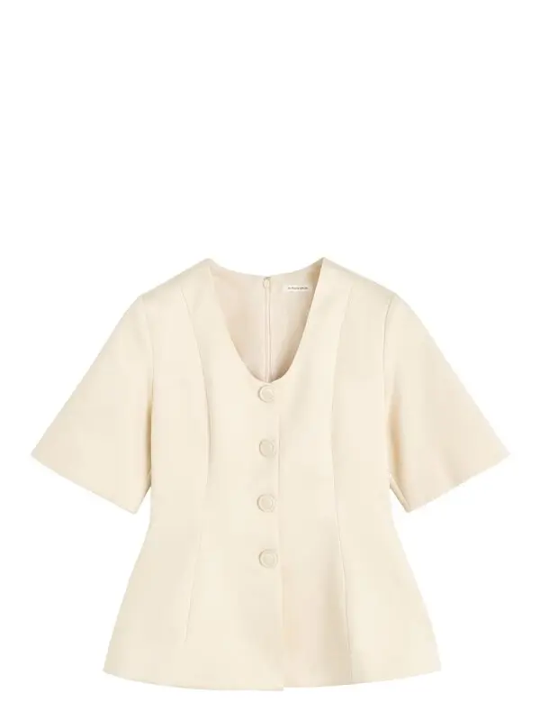 BY MALENE BIRGER Peplum Buttoned Top - Pearl