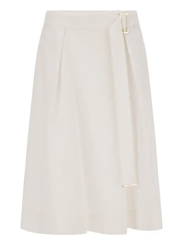 Herno Belted Textured Midi Skirt - White