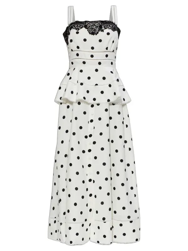 SELF-PORTRAIT Polka Dot Lace Maxi Dress - White