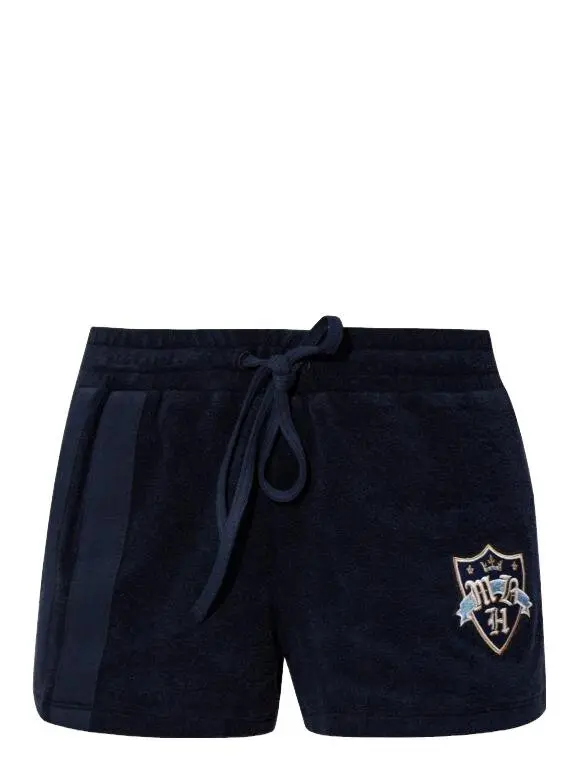 MISBHV Striped Crest Velour Shorts - Navy