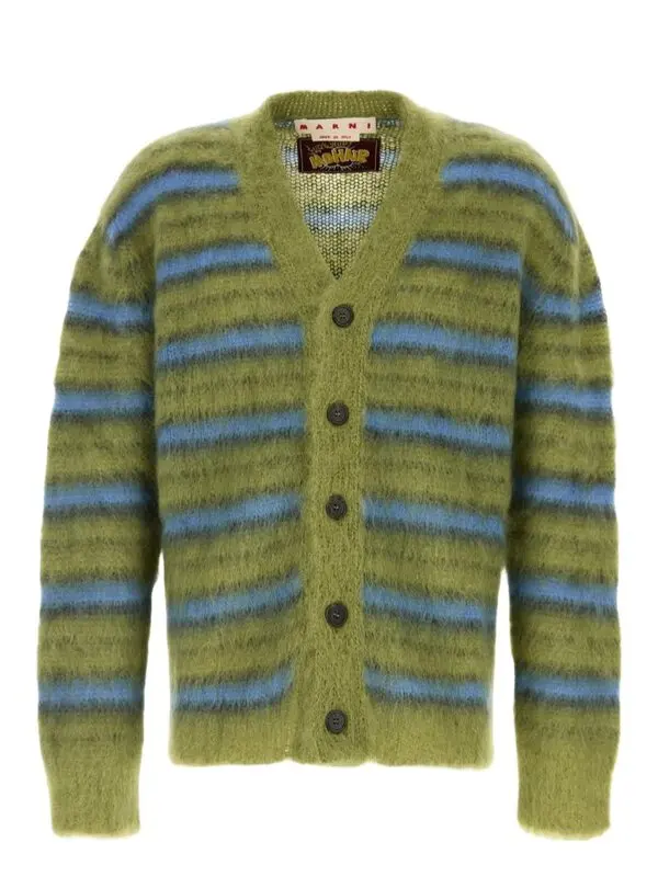 Marni Striped Mohair Cardigan - Green