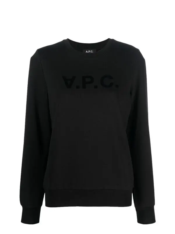 A.p.c. Flocked Logo Crewneck Sweatshirt - Black