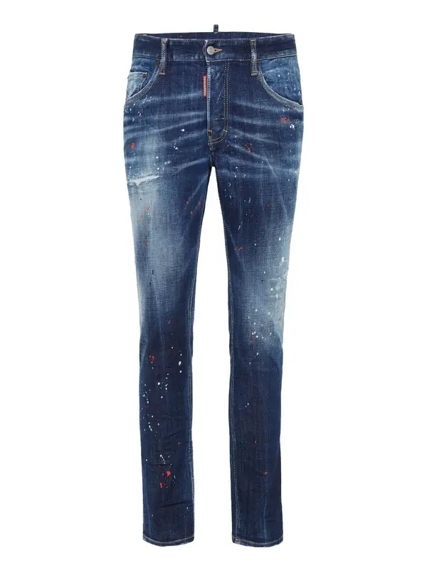 Dsquared2 Medium Easy Wash Distressed Skater Jeans - Blue
