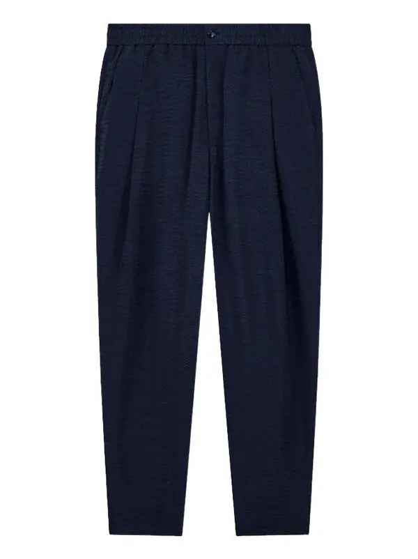 Giorgio Armani Crinkled Relaxed Fit Trousers - Blue