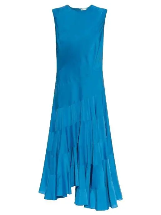 Tory Burch Flared Cotton Silk Dress - Blue