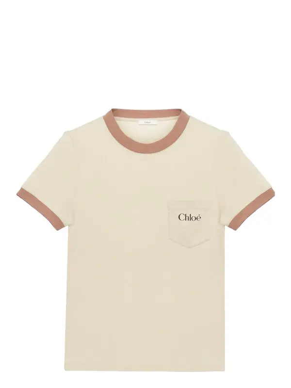 Chloé Logo Print T-shirt - Flowers Beige