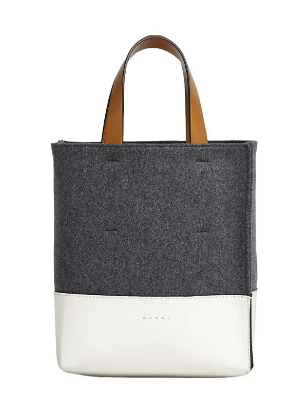 Marni Museo Mini Bag In Leather And Felt - Black