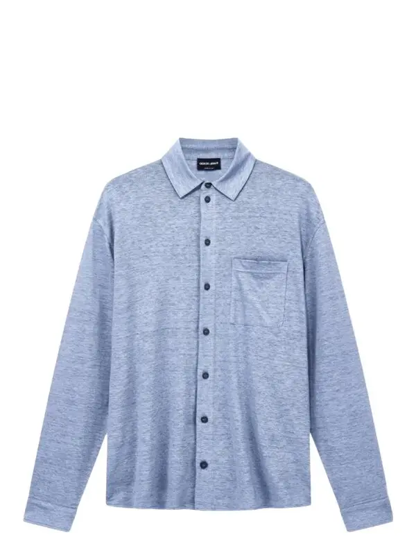 Giorgio Armani Pocket Long Sleeve Shirt - Light Blue