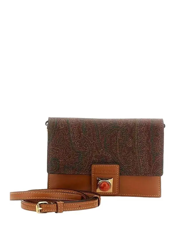 Etro Paisley-print Leather Crossbody Bag - Brown