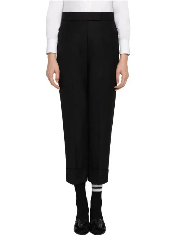 Thom Browne Pearl-detail Tailored Wool Trousers - Black