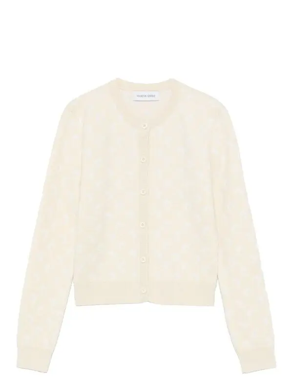 MARINE SERRE Moon Jacquard Knit Fitted Cardigan - White