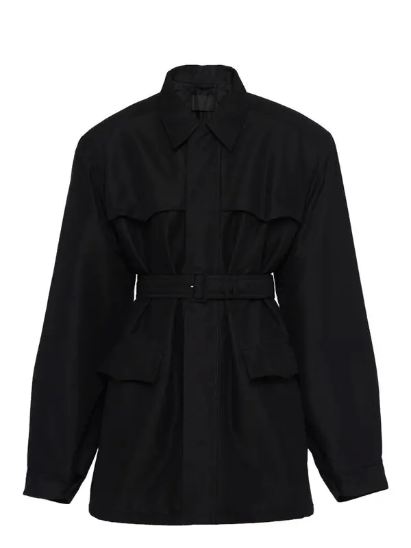 Prada Long Sleeved Belted Waist Jacket - Black