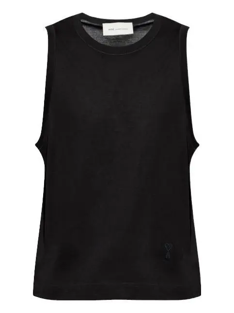 Ami Sleeveless Crewneck Vest - Black