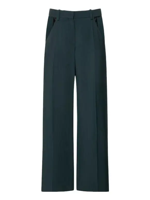 MUGLER Diagonal Cutout Wide-leg Trousers - Green