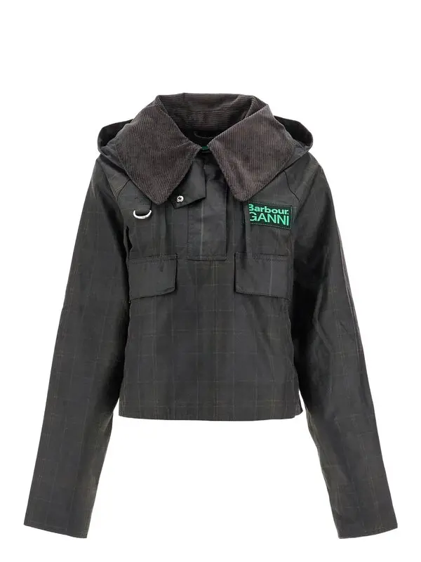 Barbour X Ganni Tartan Waxed Anorak Jacket - Dark Gray