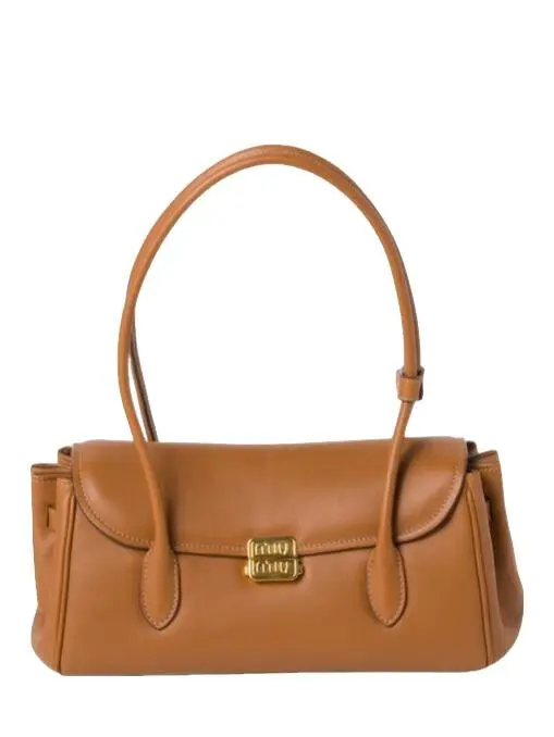 Miu Miu Leather Shoulder Bag - Cognac