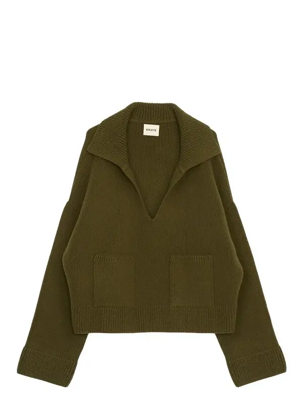 Khaite Long Sleeve Sweater With Lapels And Pockets - No