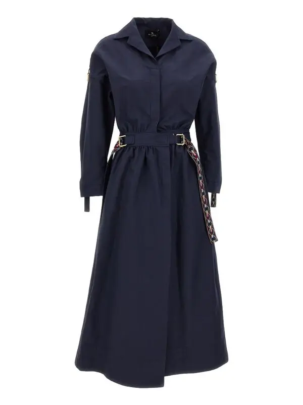 Etro Shirt Dress With Embroidered Ribbon Belt - Black