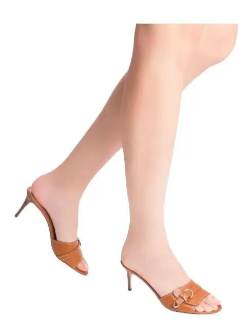 GIANVITO ROSSI Open Toe Stiletto Heeled Sandals - Camel