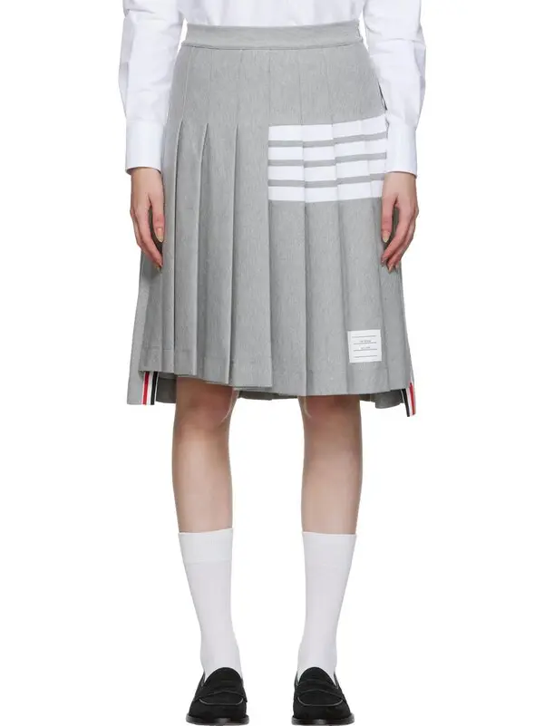 Thom Browne 4-bar Pleated Knee-length Skirt - Light Gray