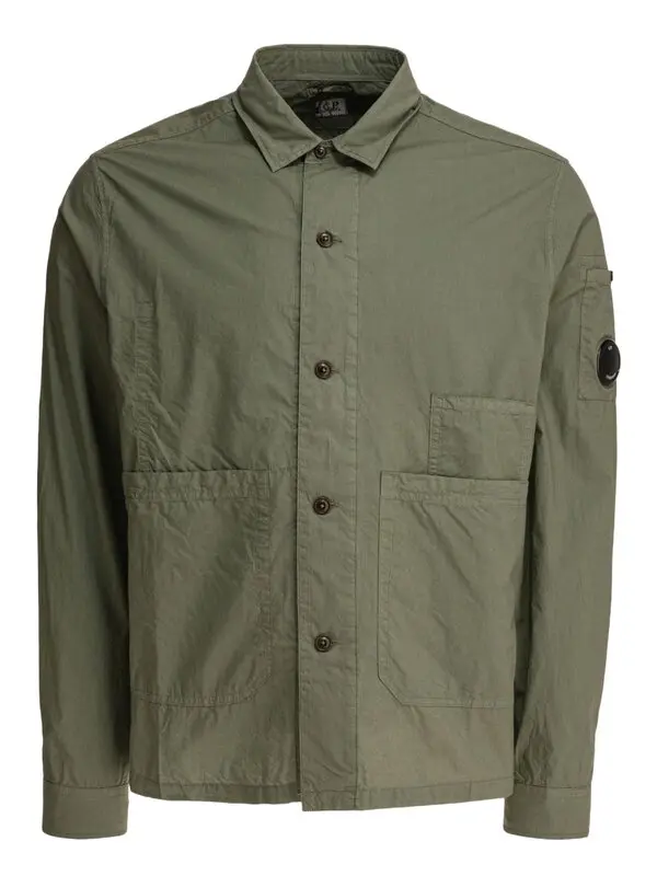 C.P. COMPANY Logo Plaque Poplin Shirt - Green