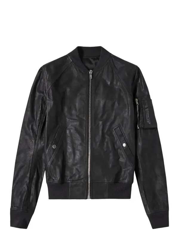 Rick Owens Long-sleeved Leather Bomber Jacket - Black