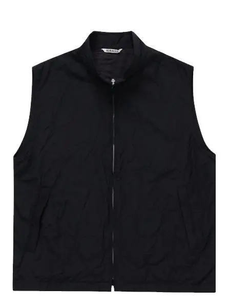 Auralee Wool Zipper Vest - Black