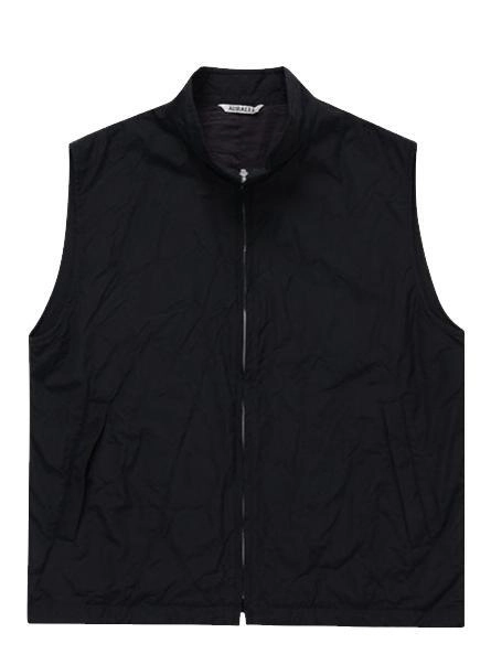 Auralee Wool Zipper Vest - Black