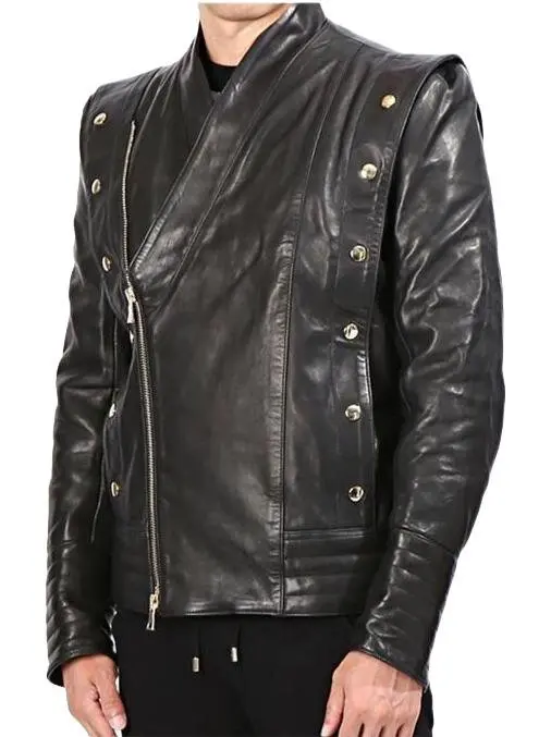 Balmain Lambskin Gold Button Jacket - Black