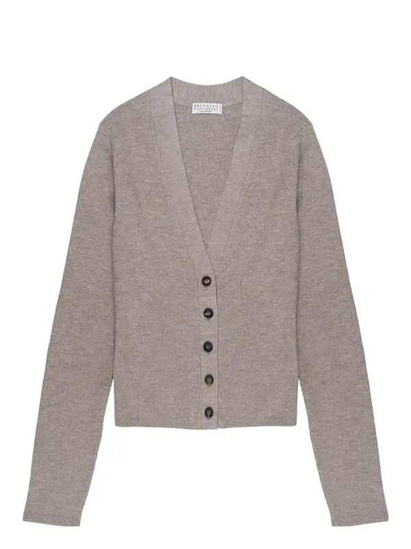 Brunello Cucinelli Long-sleeved V-neck Cardigan - Gray