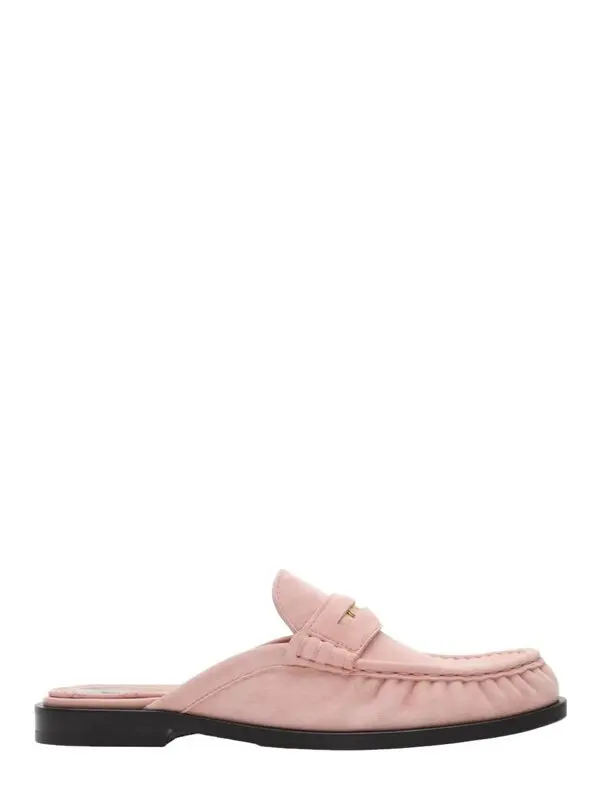 Burberry Leather Cadet Mules - Peony Powder