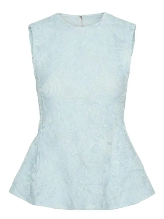 ROTATE BY BIRGER CHRISTENSEN Mesh Sleeveless Peplum Blouse - Blue