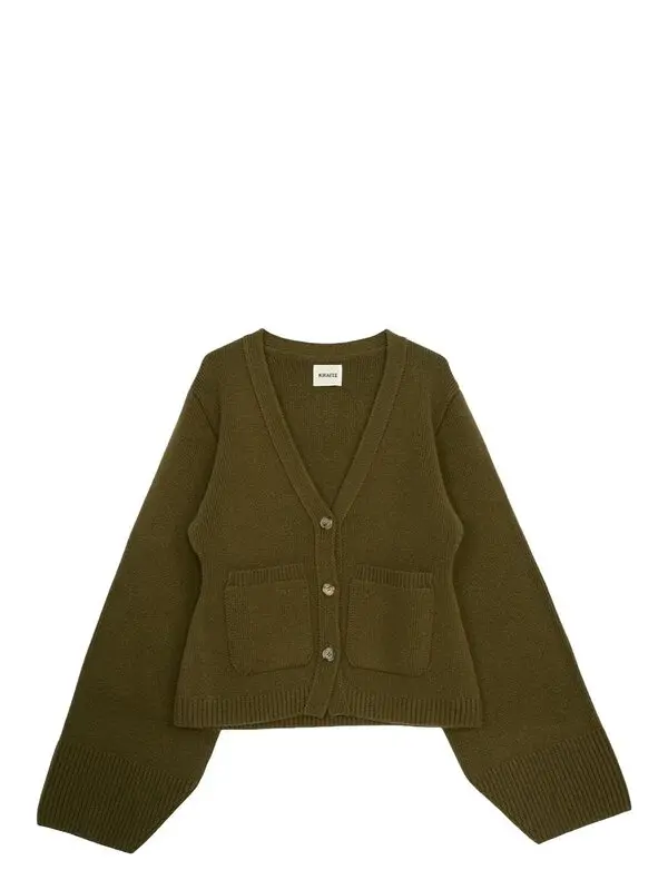Khaite Long Sleeve V-neck Cardigan With Button Fastening - Avocado