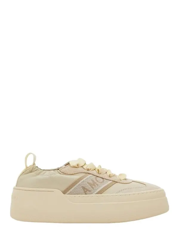 FERRAGAMO Wedge Sneakers With Embroidered Grosgrain Detail - Mascarpone