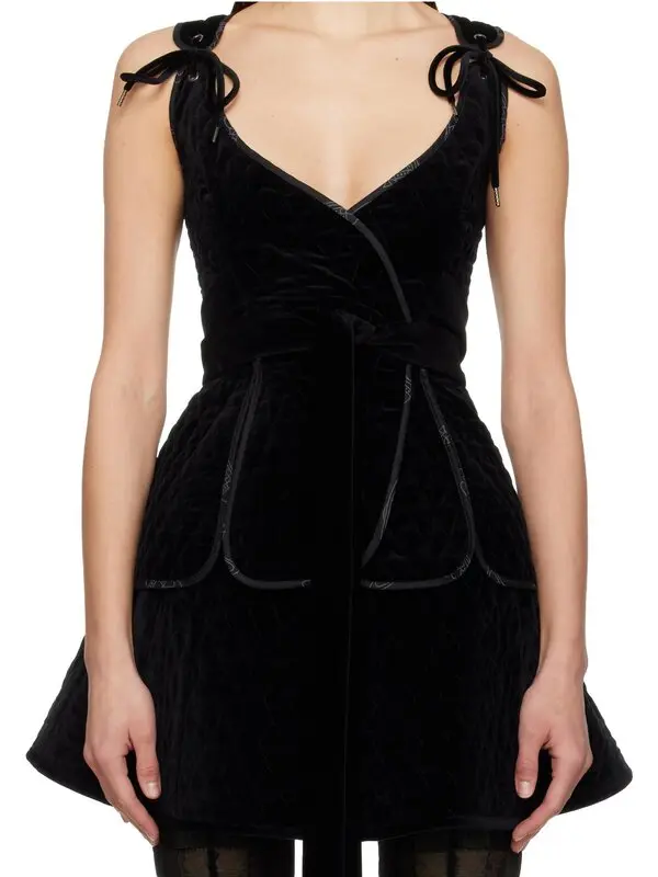 VIVIENNE WESTWOOD V-neck Top With Tie Shoulder Straps - Black