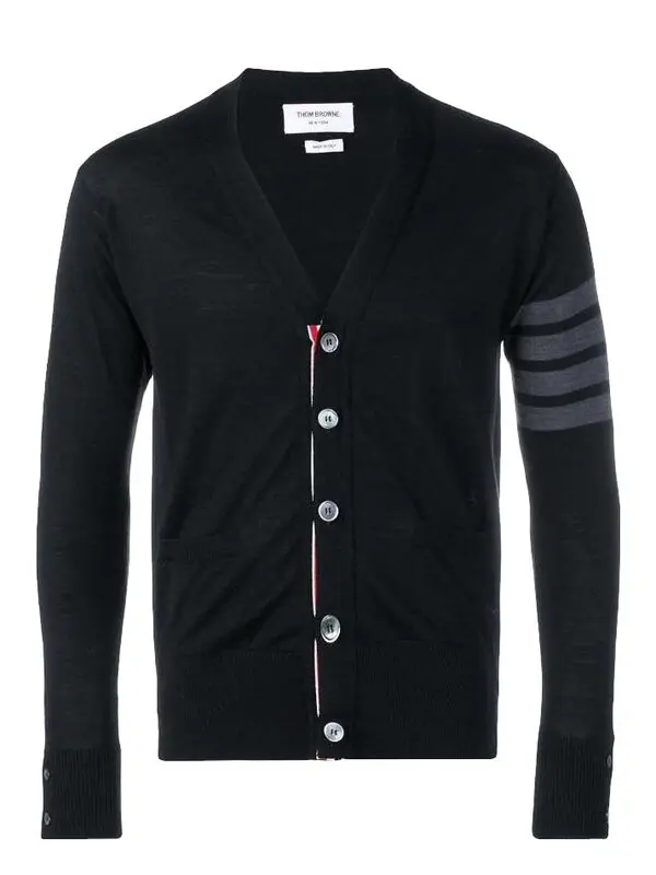 Thom Browne 4-bar V-neck Cardigan - Black