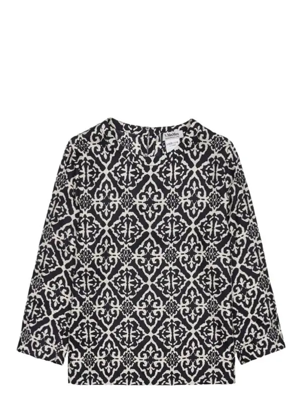 Max Mara Long Sleeve Graphic Print Top - No