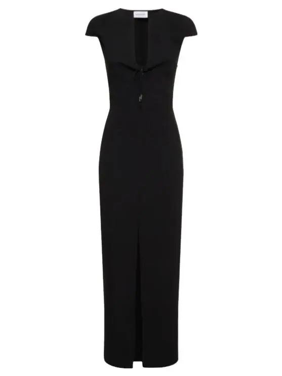 16Arlington Strapless Maxi Dress With Slit And Belt Detail - Black
