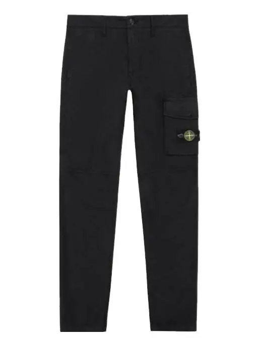 Stone Island Cargo Pants With Detachable Emblem - Black