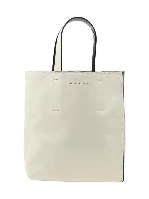 Marni Leather Tote Bag With Detachable Shoulder Strap - White